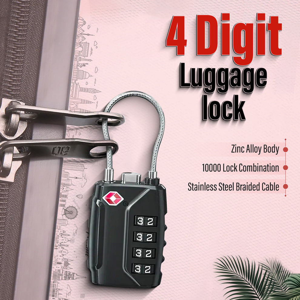 4 Digit Combination TSA Customs Lock for Luggage & Bags – Trekmad