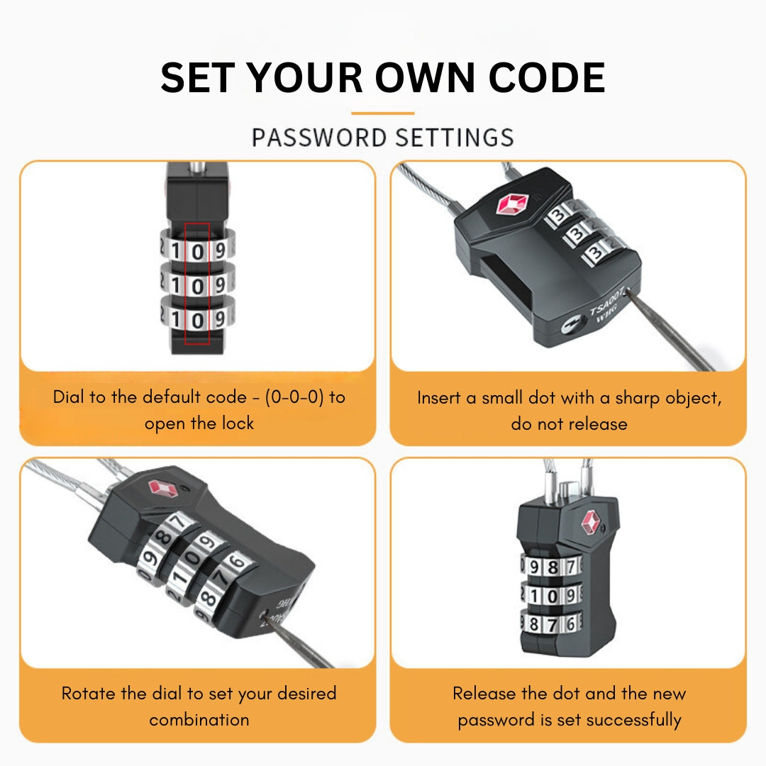 Smart Combination TSA Safe 3 digit combination travel luggage Lock ...